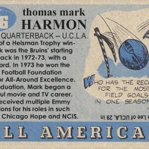 MARK HARMON Ncis College Football UCLA 1955 Style Custom Made Art Card ...