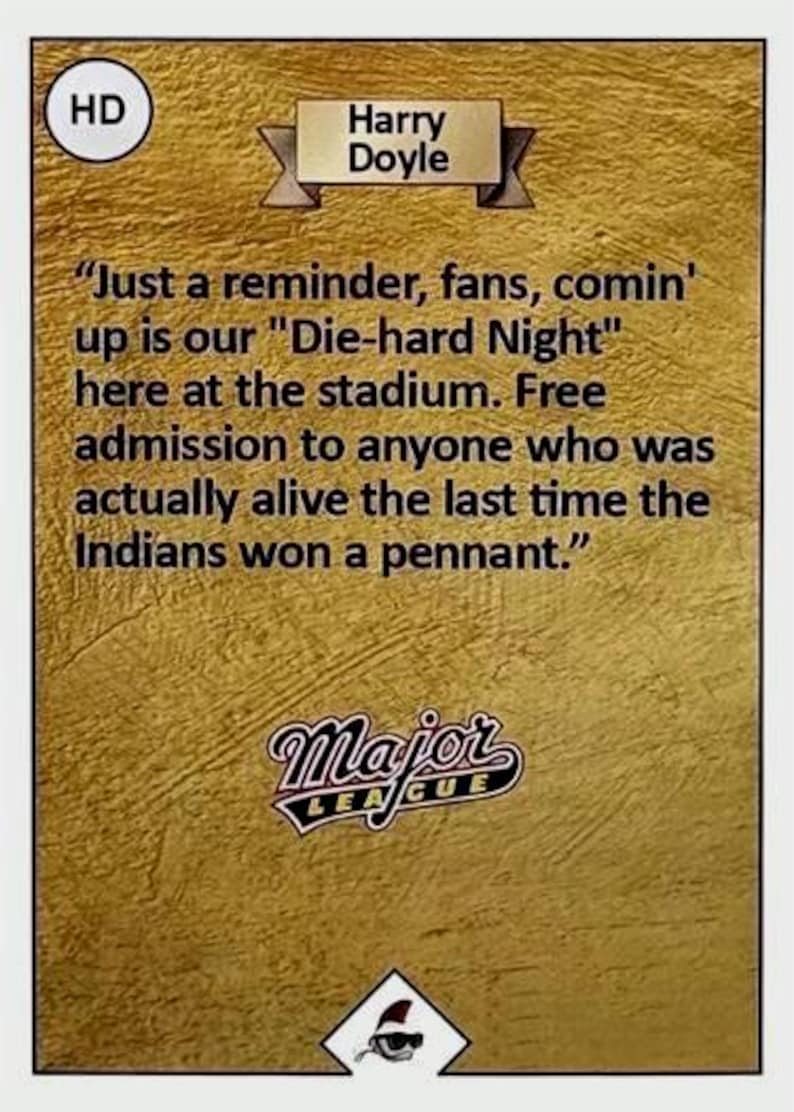 BOB UECKER AKA Harry Doyle Major League 89 Style Custom Made Art Card ...