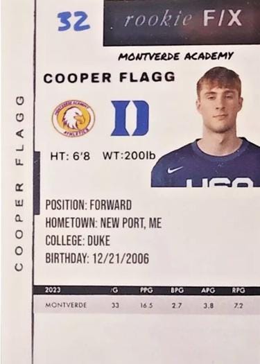 COOPER FLAGG Rookie Style Custom Made Art Card FREE Combined Shipping ...