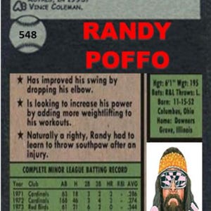 RANDY POFFO 1973 Style Randy the 'macho Man" Savage Catcher Minor ...