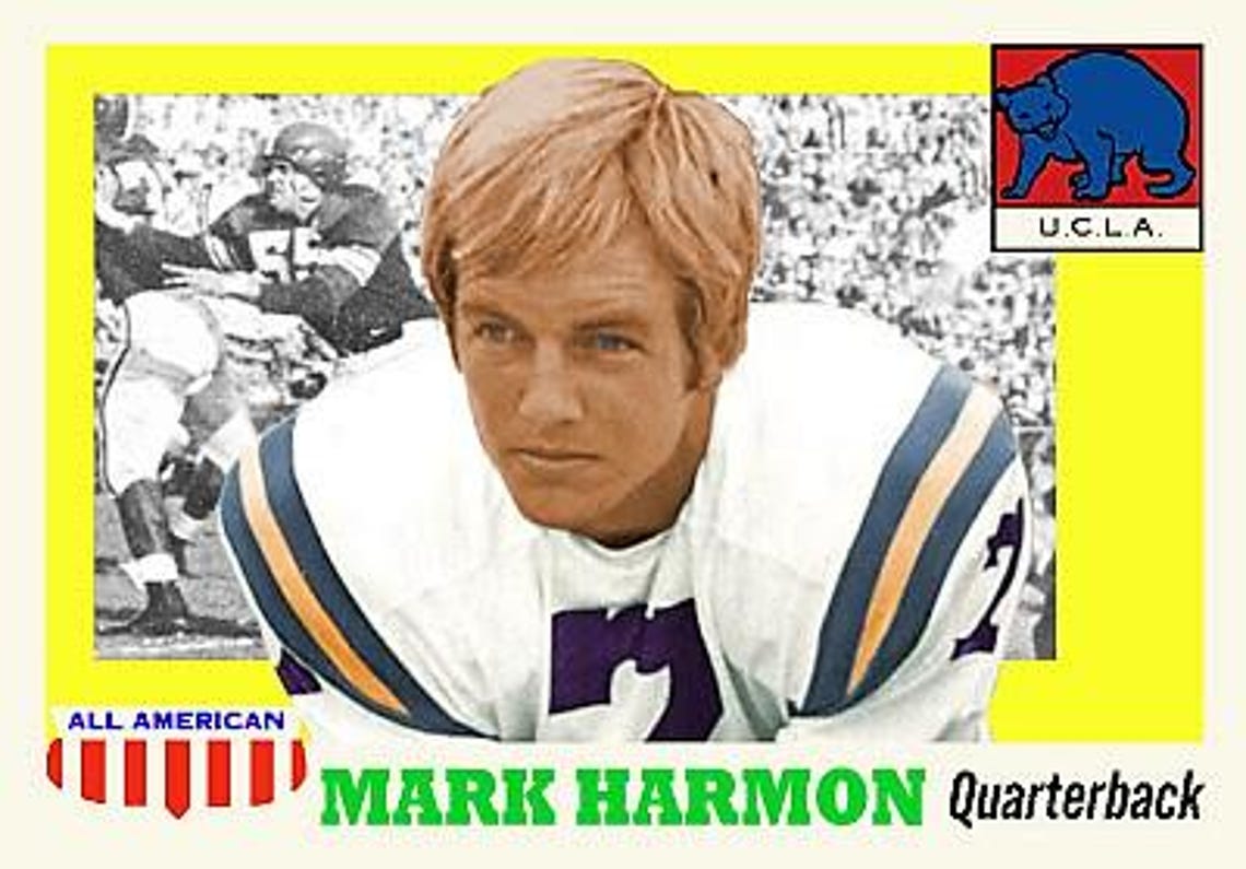 MARK HARMON Ncis College Football UCLA 1955 Style Custom Made Art Card ...