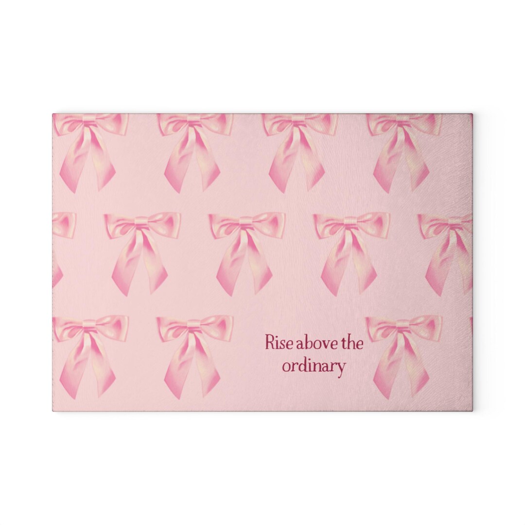 Pink Coquette Aesthetic Bows Glass Cutting Board, Girly Kitchen Gift ...