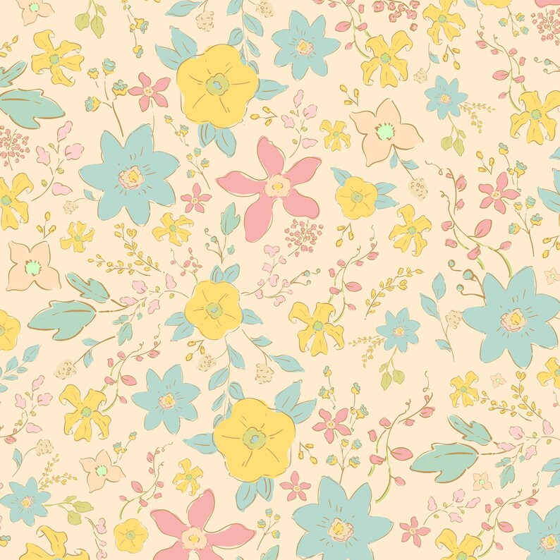 Soft Vintage Floral Pattern | Seamless Pastel Botanical Digital ...