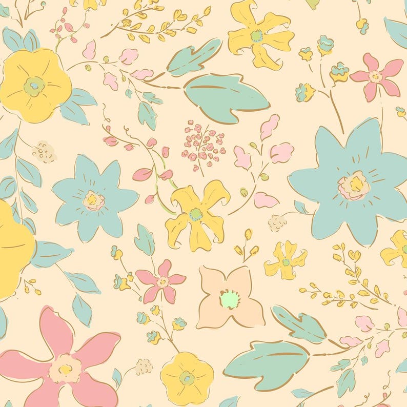 Soft Vintage Floral Pattern | Seamless Pastel Botanical Digital ...