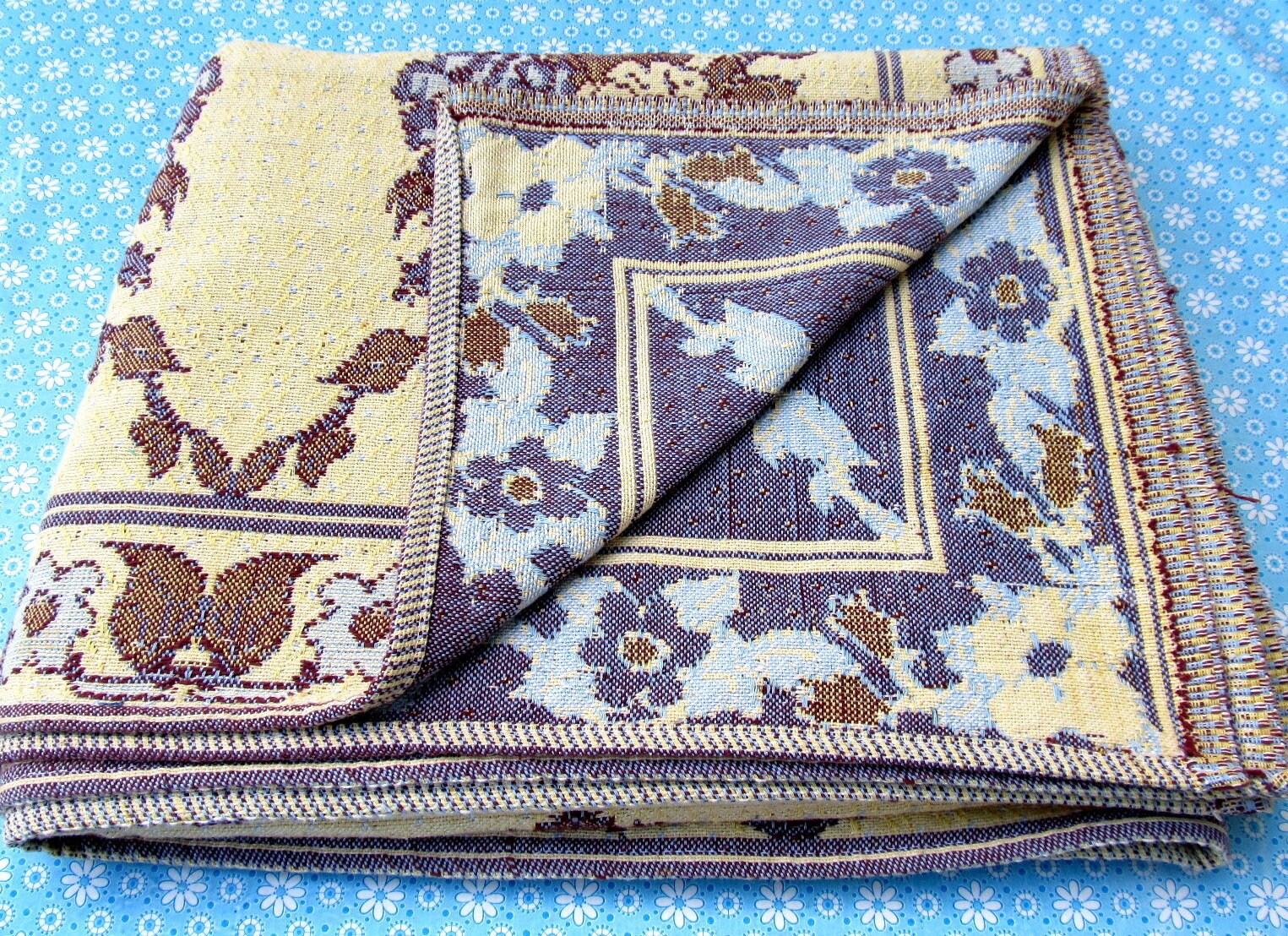 Vintage Floral Hemp Cotton Bedspread, 1970s Soviet Throw (75x59 In) - Etsy