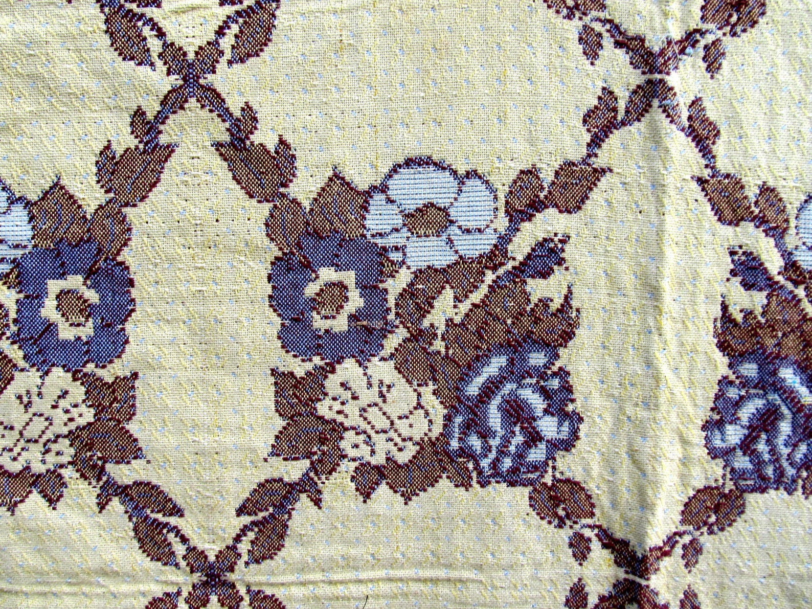 Soviet Era Bedspread, Natural Fabric Throw, Beige Blue Bedspred, Soviet ...