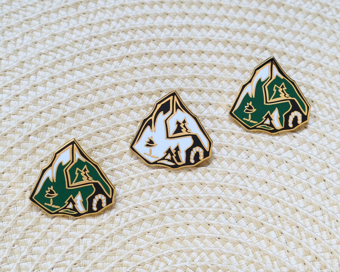 Wanderlust Mountain Pin black & white gold premium hard | Etsy