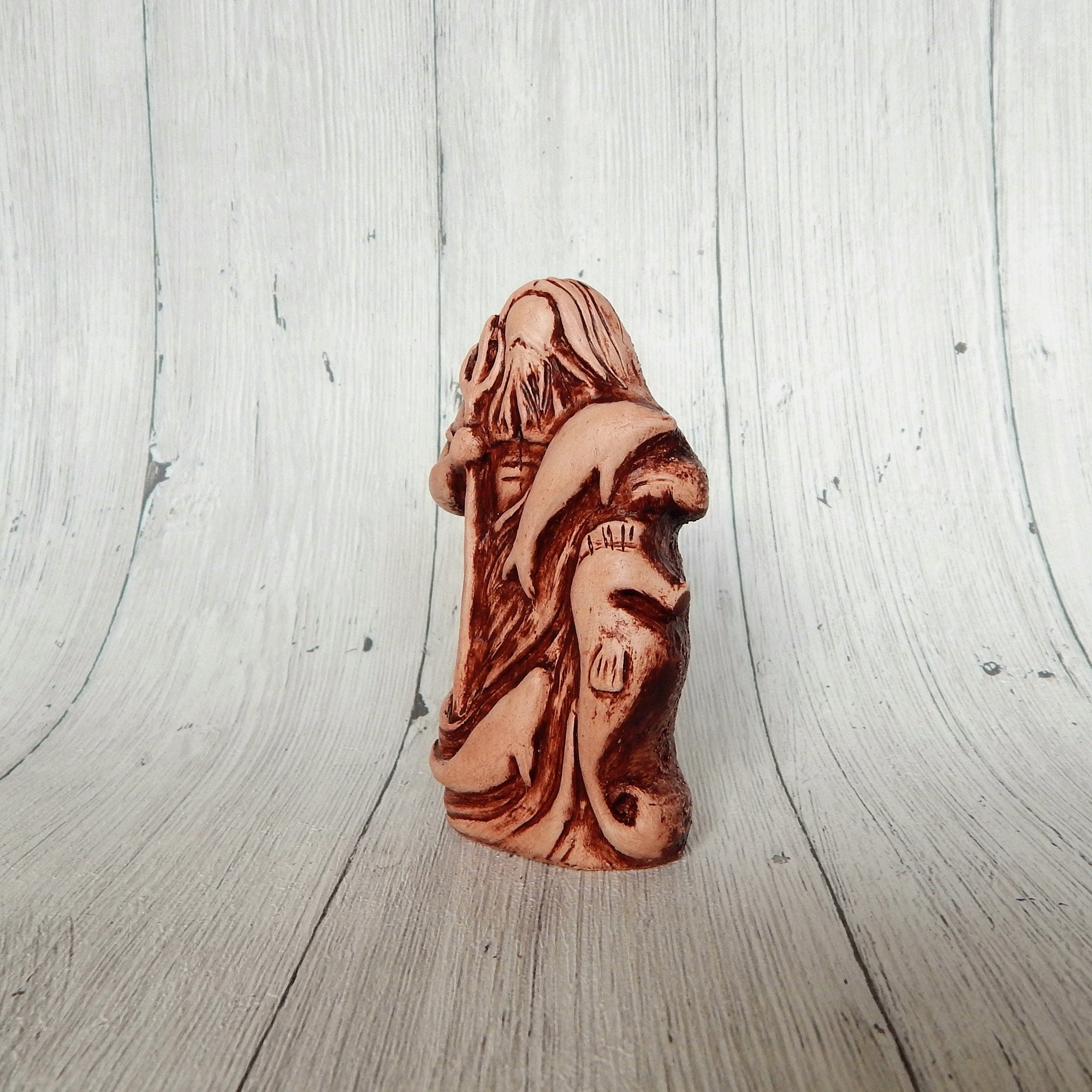 Poseidon Statue Pocket Travel Home Altar, Greek God Handmade Clay ...