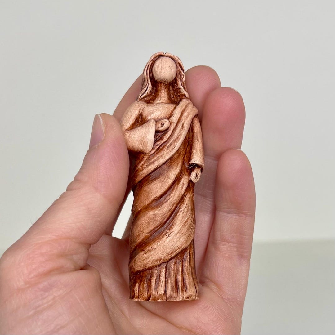 Jesus Figurine Pocket Travel Home Altar Handmade Clay Christian Statue ...