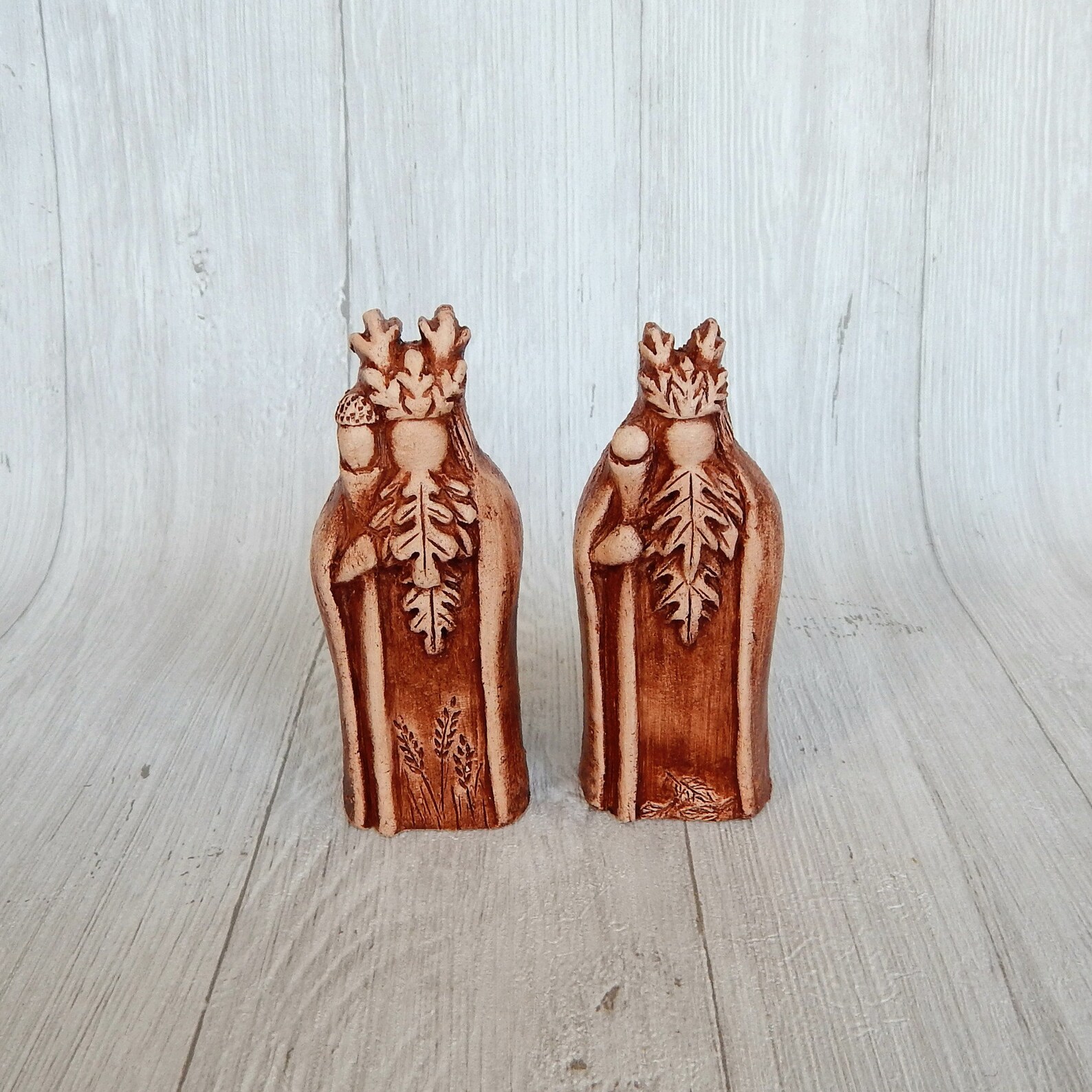 Oak King Holly King Statue Set, Pocket Travel Home Altar, Handmade ...