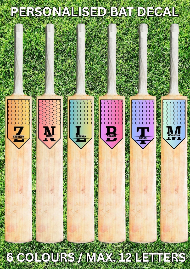 Personalised Custom Cricket Bat Sticker Decal - Initial/monogram/name ...