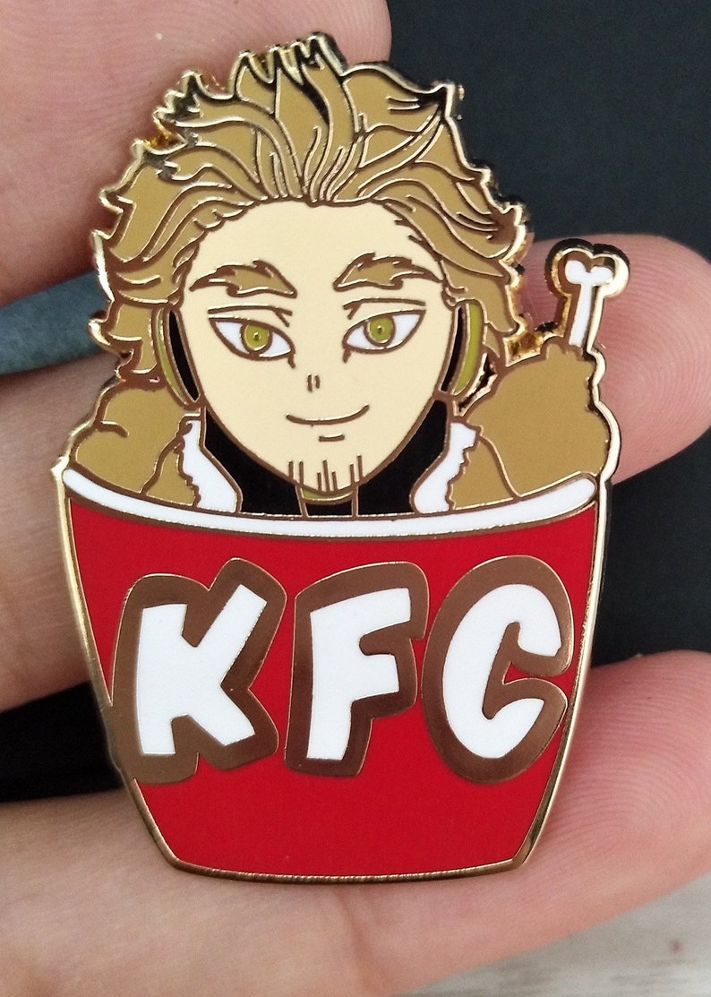 My hero academia Hawks fried chicken pin | Etsy