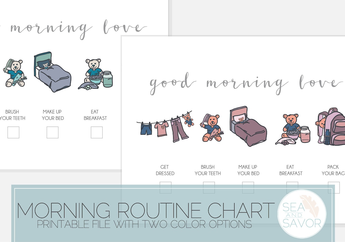 Kids' MORNING Routine Chart | Printable File - Etsy