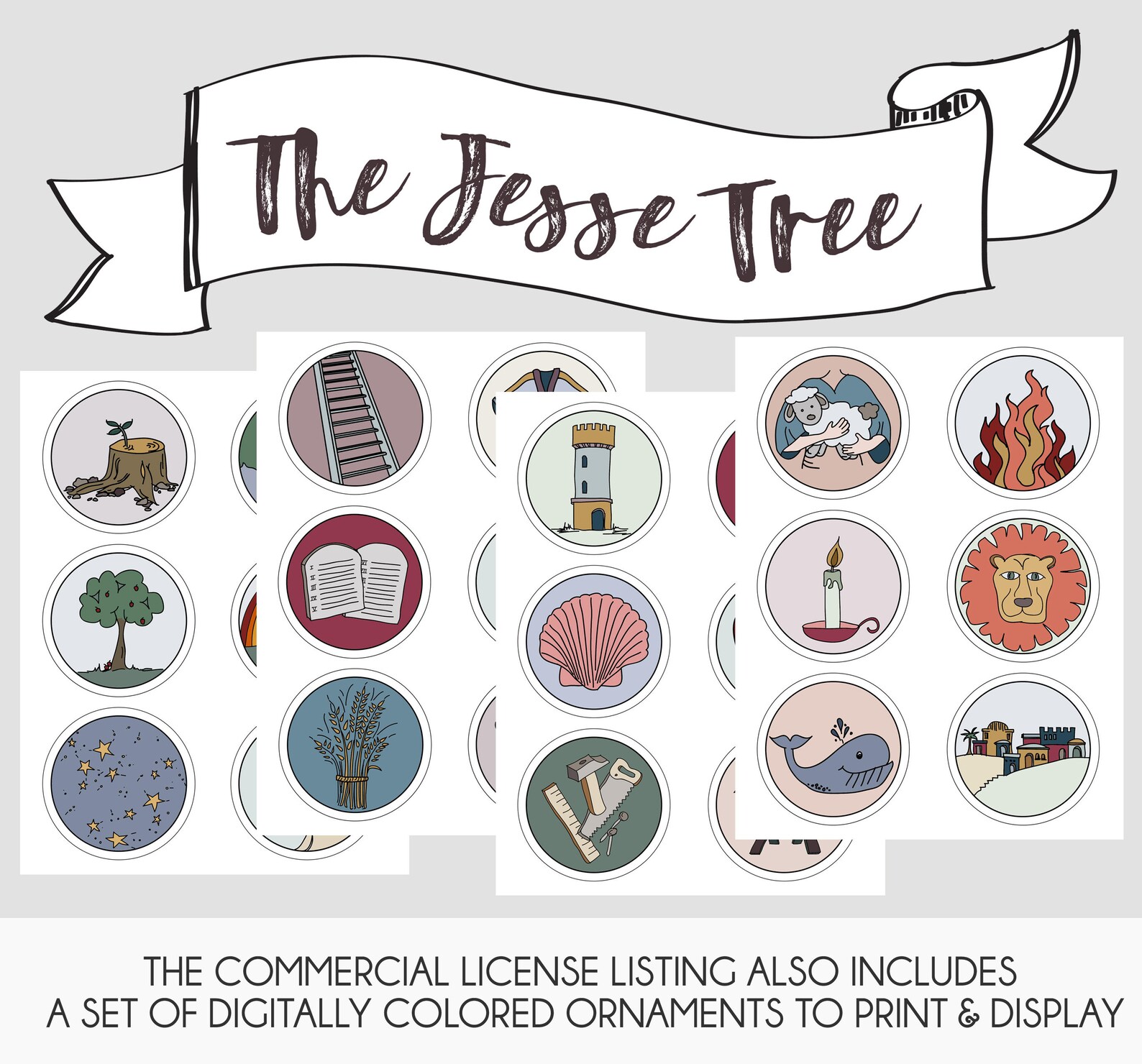 Printable PDF Jesse Tree Coloring Book - Christmas Advent Ornament ...