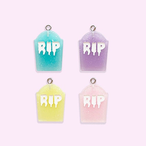 2pc 5pc or 10pc Pastel Glitter RIP Gravestone Charm pastel - Etsy