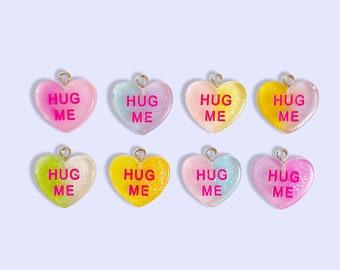 2pc Valentines Hug Me Candy Heart Charm Charm Bracelet | Etsy