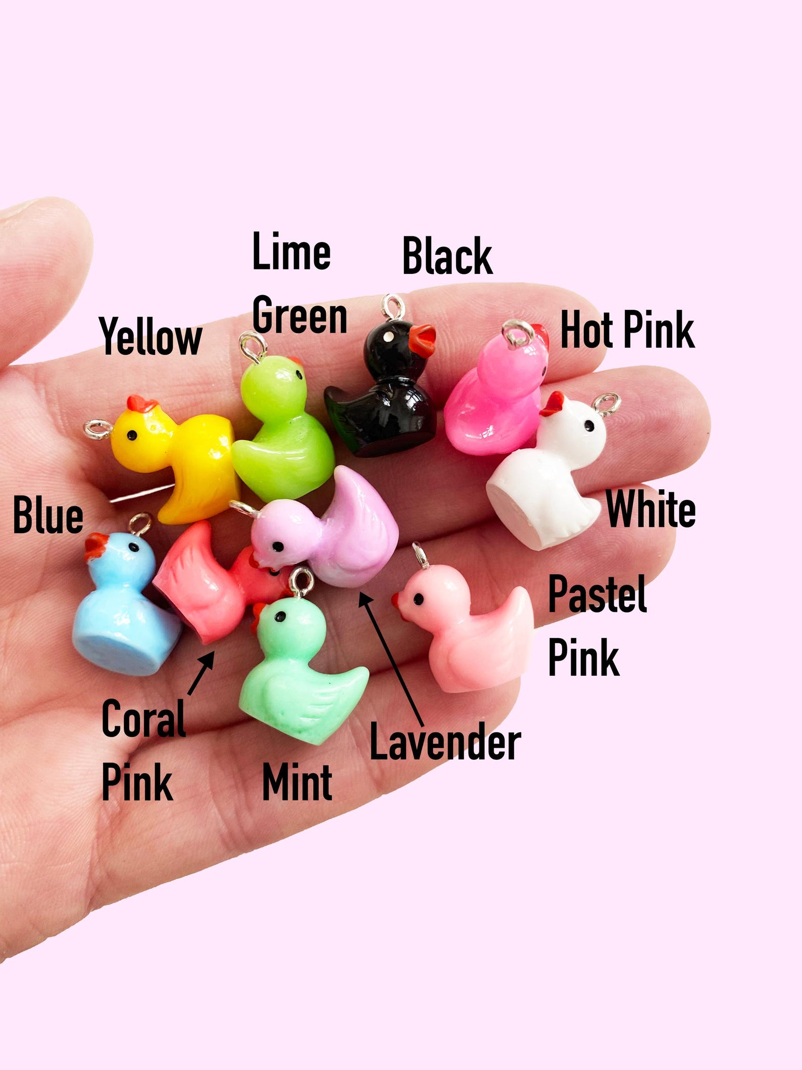 2pc or 10pc Rainbow Duck Charm -white Goose Charm -pastel Pink Charm ...
