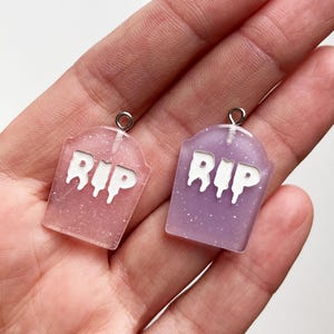 2pc, 5pc or 10pc Pastel Glitter RIP Gravestone Charm -pastel Goth Charm ...