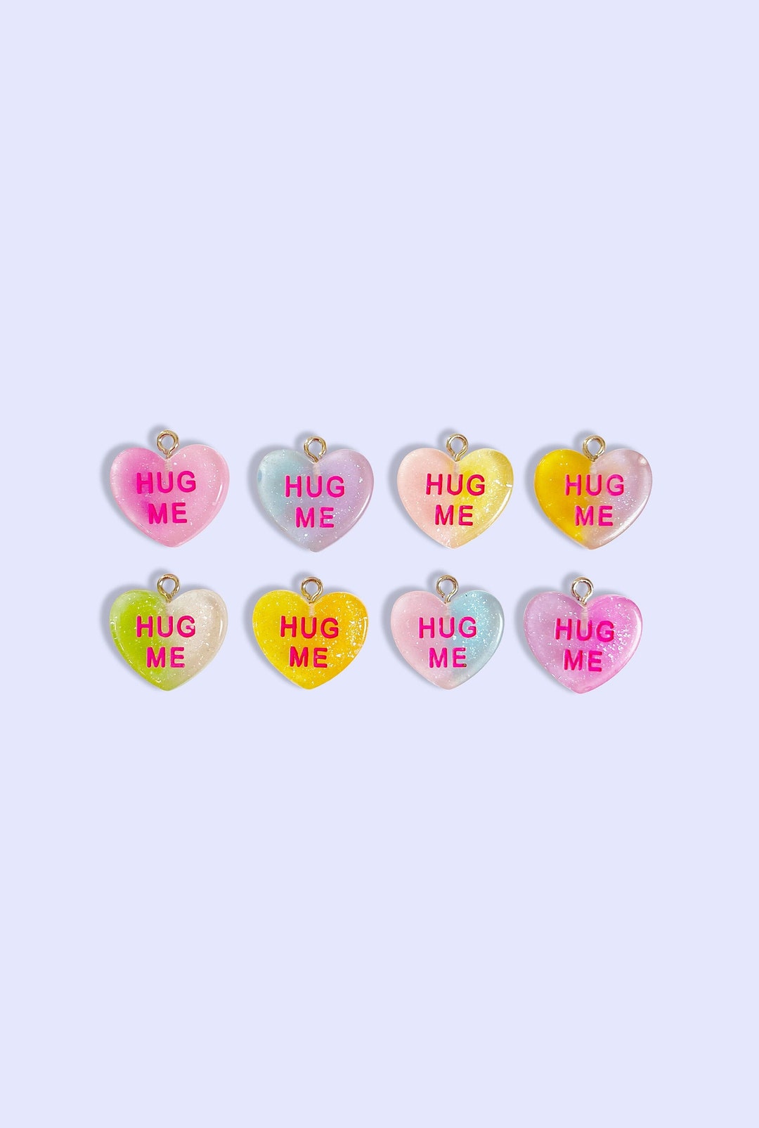 2pc, 8pc or 10pc Ombre Valentines Hug Me Candy Heart Charm -charm ...
