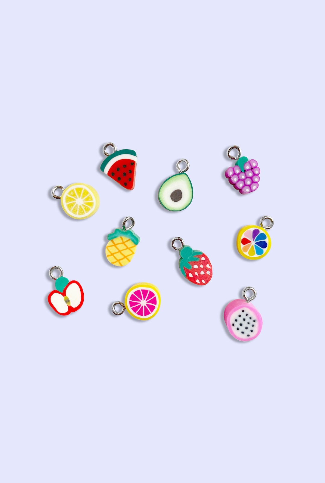 2pc, 9pc or 10pc Miniature Clay Assorted Fruit Charms -fruit Charm ...