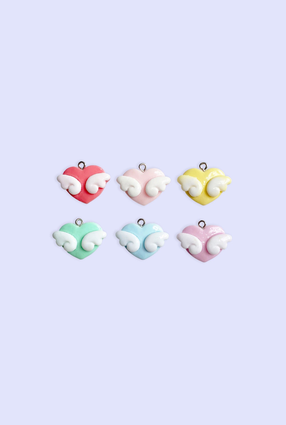 2pc, 10pc or 6pc Winged Heart Charm - Heart Charm -flying Heart Charm ...