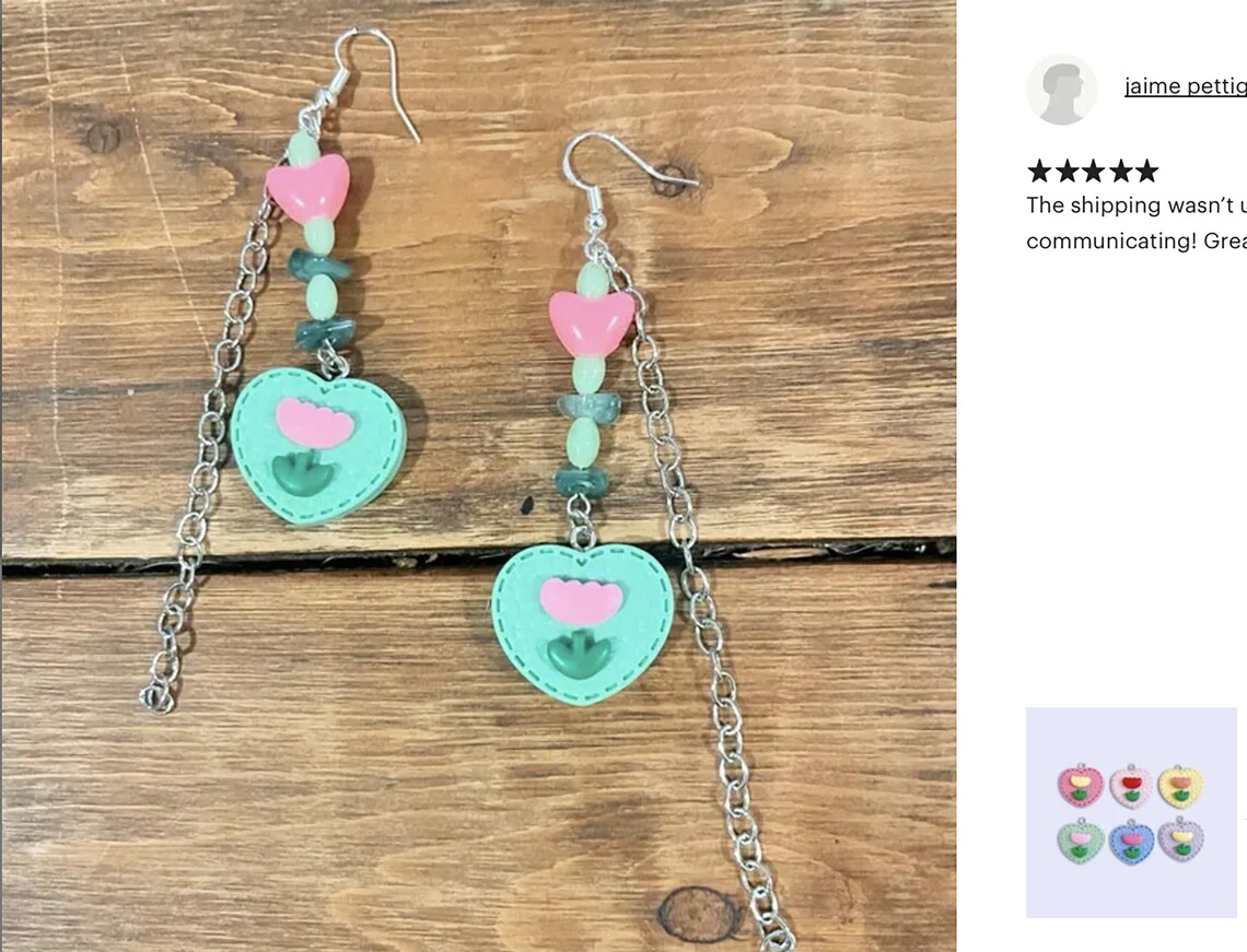 Pastel Spring Heart Charm, Resin Flower Charms - Etsy