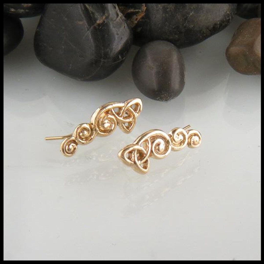 Trinity Scroll Ear Climber in Gold - Etsy
