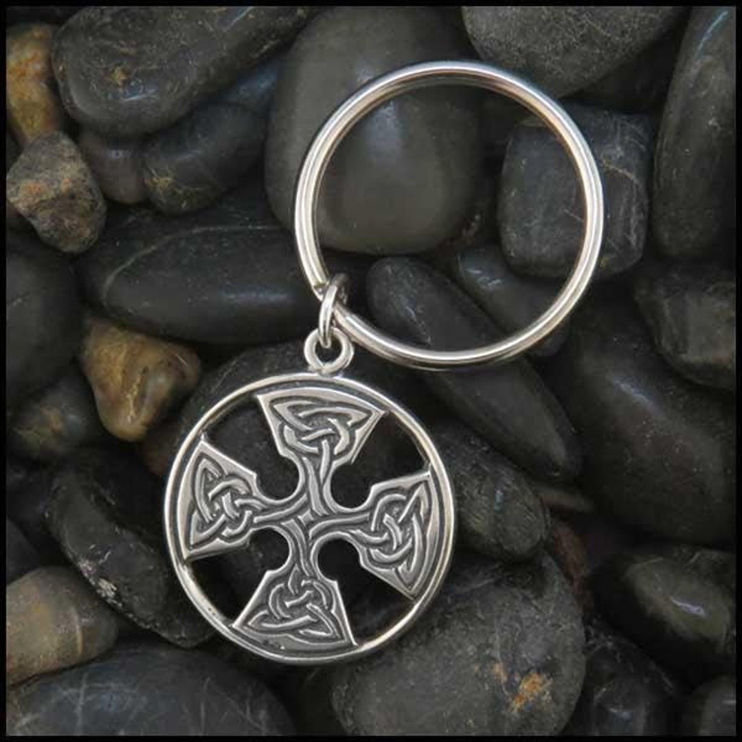 Medallion Cross Key Ring in Sterling Silver - Etsy