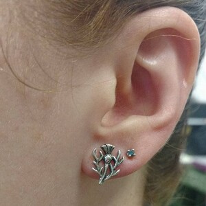 Thistle Stud Earrings in Silver - Etsy
