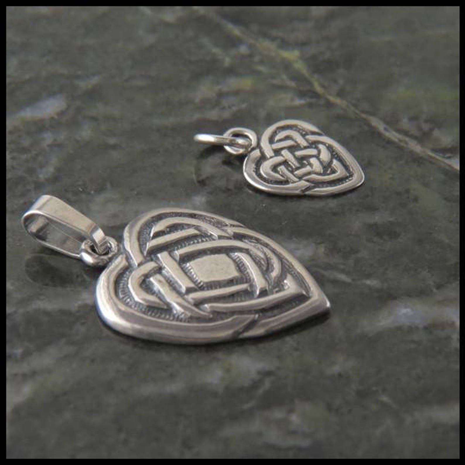 Celtic Maggie's Heart Knot Pendant and Earring Set in Sterling Silver ...
