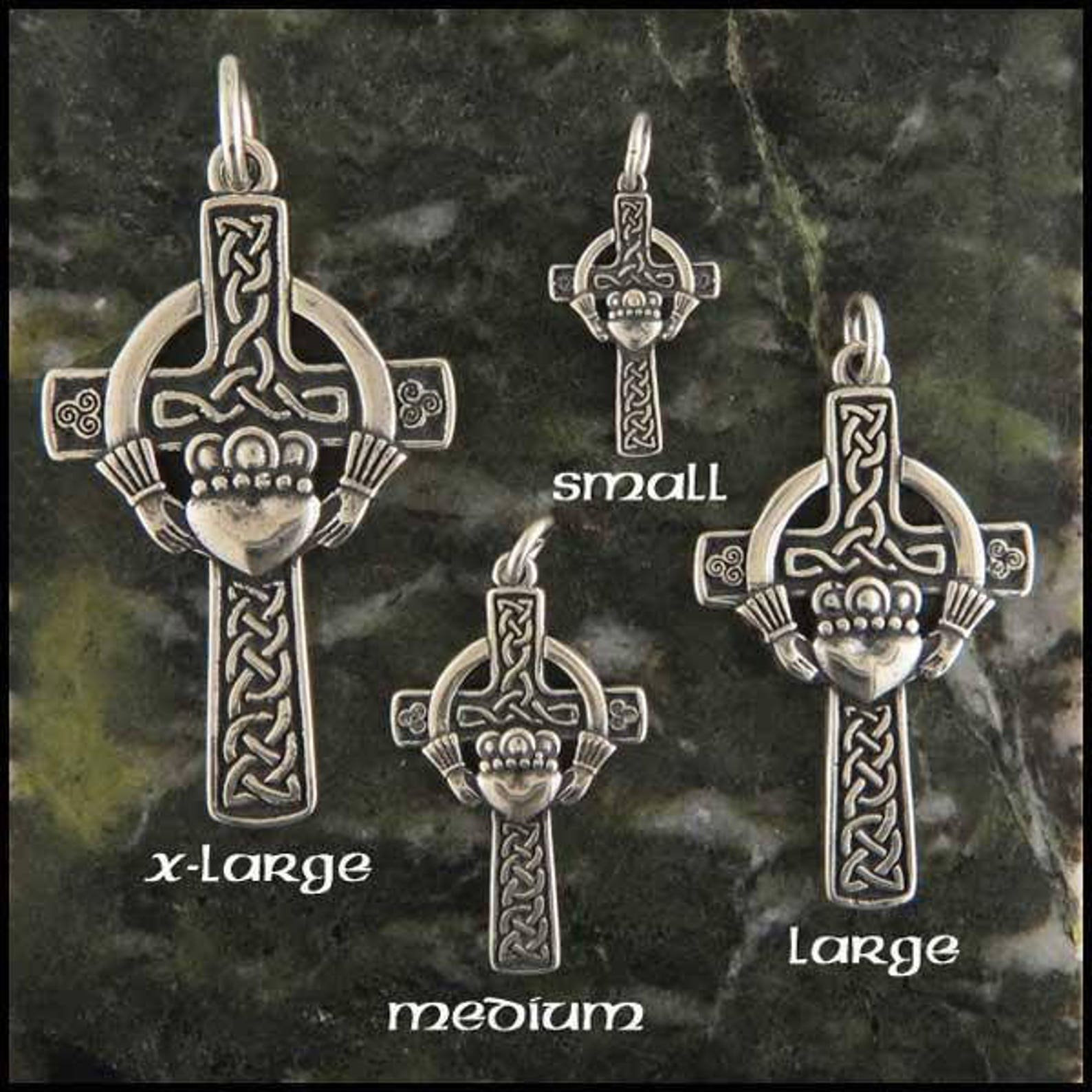 Celtic Claddagh Cross Pendant in 4 Size Options in Sterling | Etsy