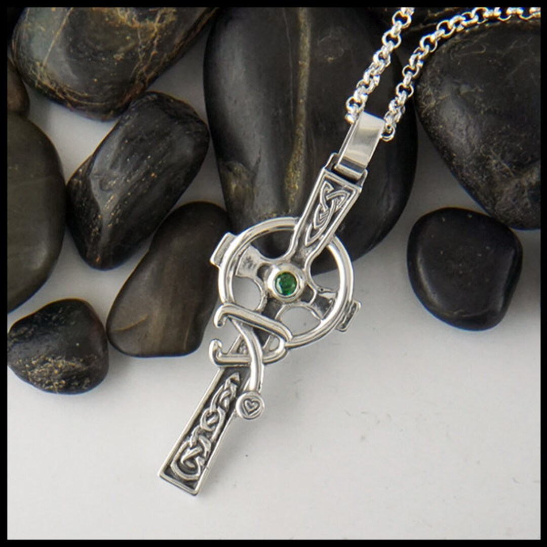 Large Celtic Caring Cross in Silver With Birthstone - Etsy