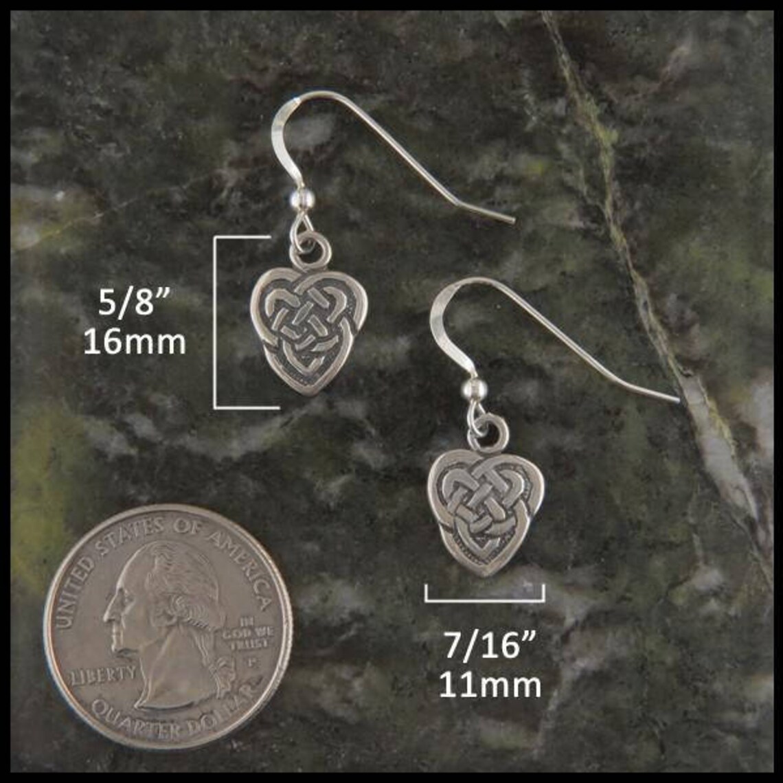 Celtic Maggie's Heart Knot Pendant and Earring Set in Sterling Silver ...