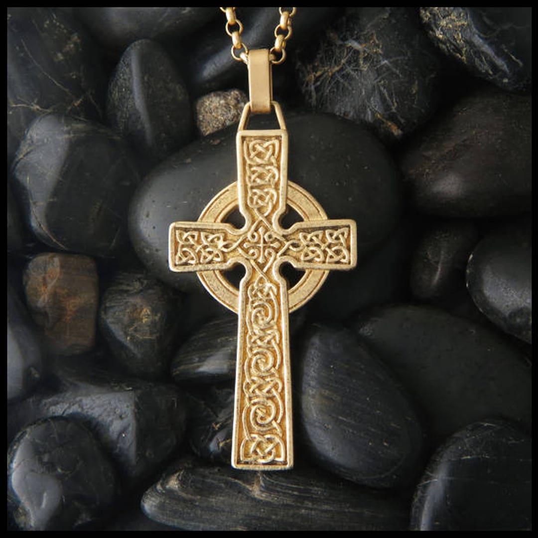 Celtic Adomnan Cross Pendant in 14K Yellow, Rose, or White Gold - Etsy