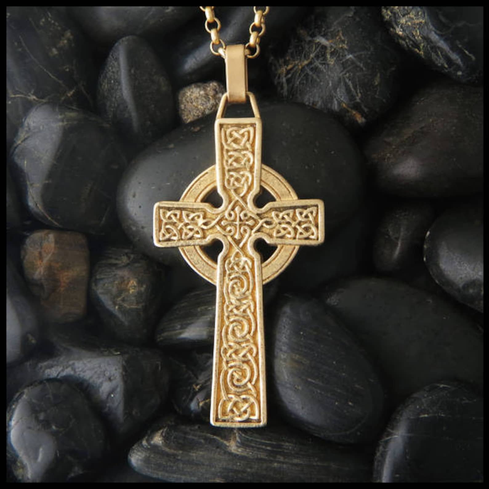 Celtic Adomnan Cross Pendant in 14K Yellow Rose or White - Etsy