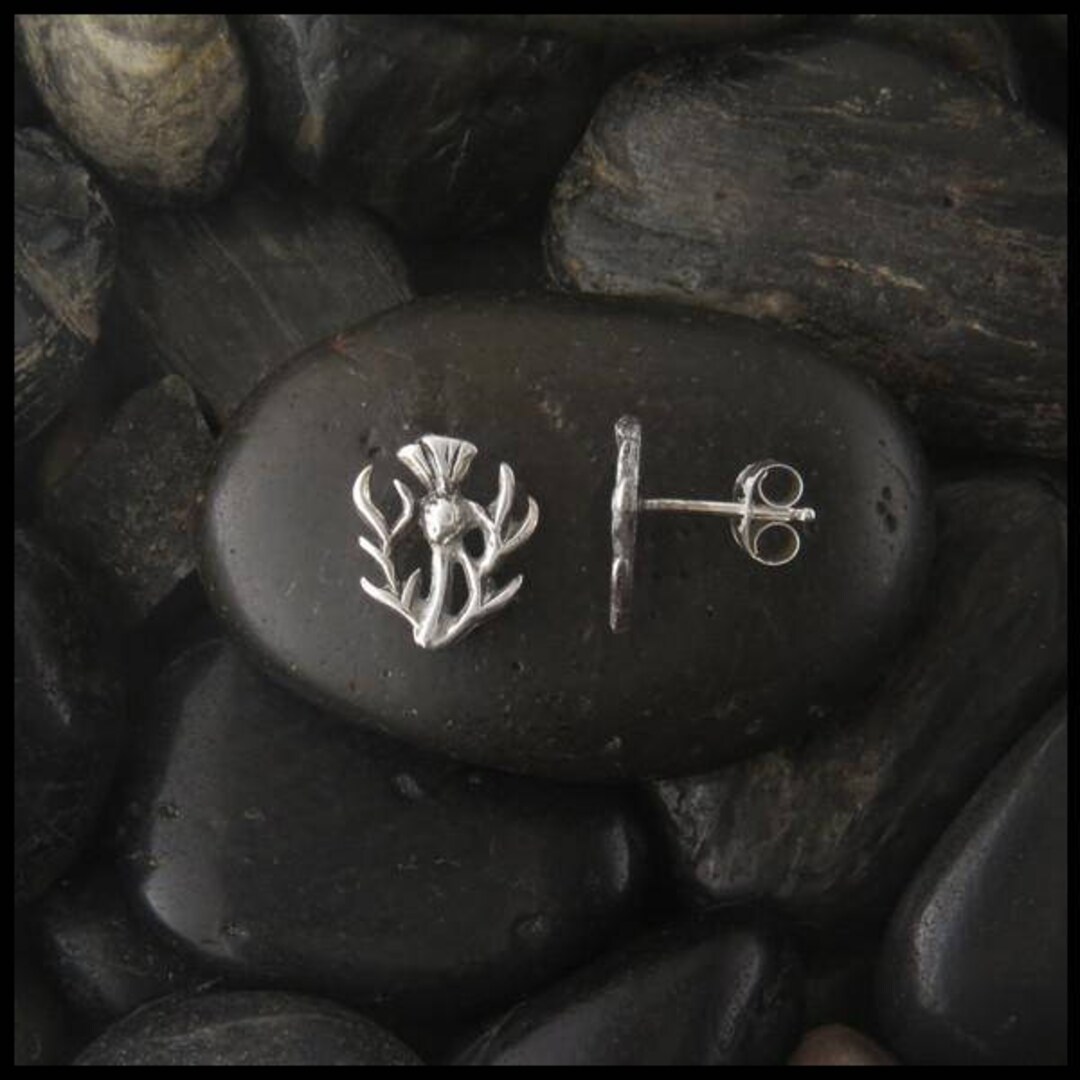 Thistle Stud Earrings in Silver - Etsy