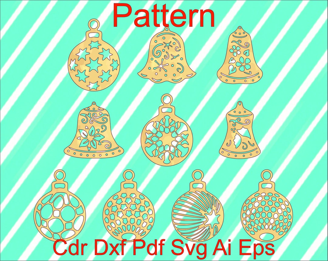 Christmas Balls and Bells Laser Cut Files Dxf Digital Models Engraving ...