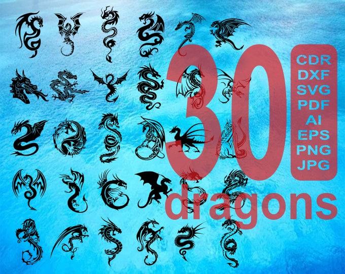 Dragons Svg Dragon Clipart Dragon Svg Cut Files Svg Files for - Etsy
