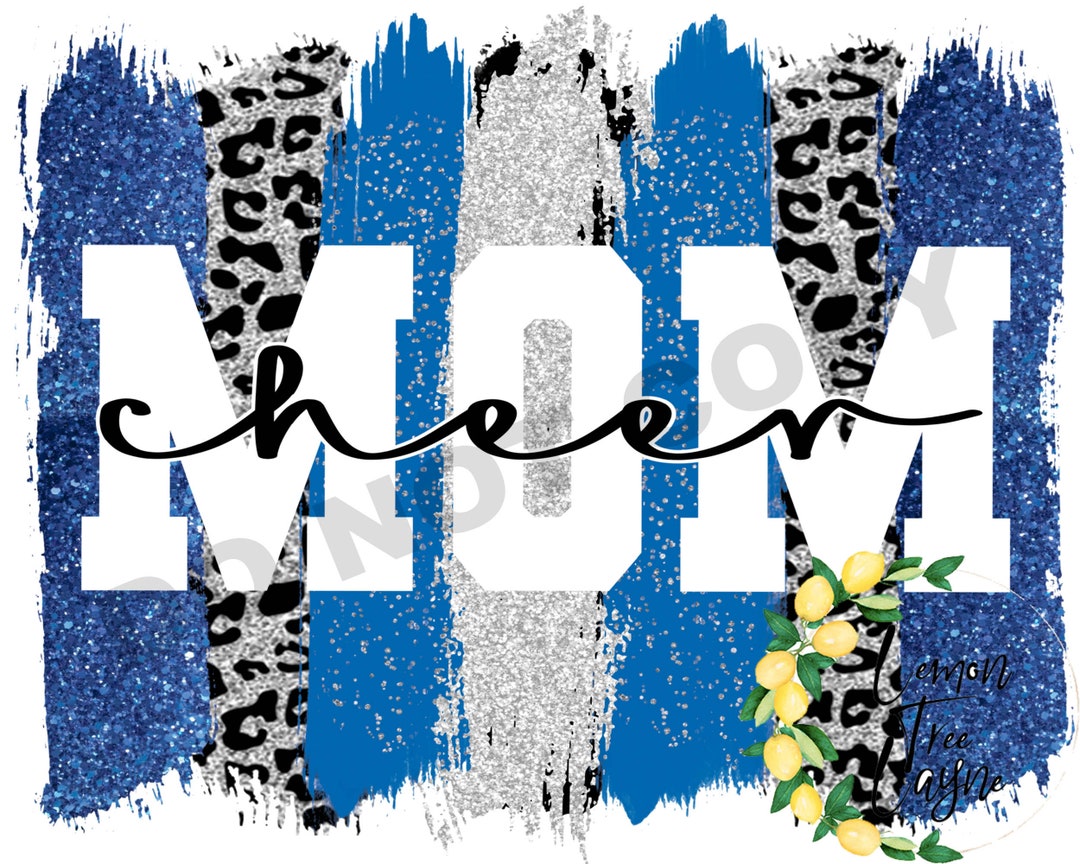 Cheer Mom, Cheerleading Mom, Royal Blue Silver Leopard Cheer Mom ...