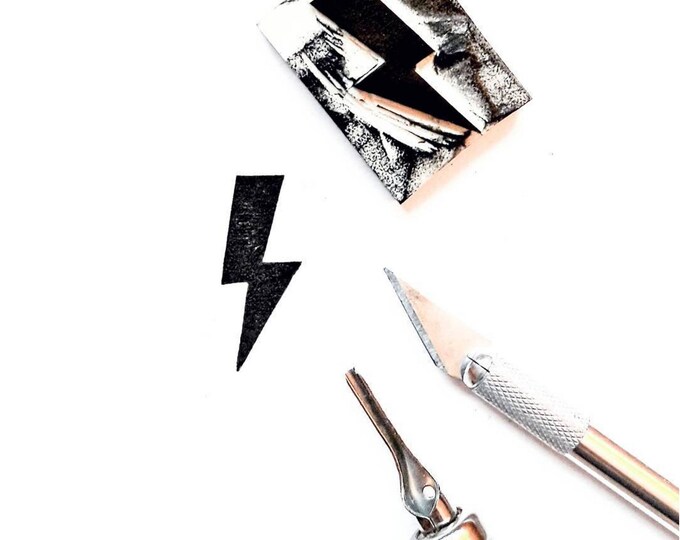 LIGHTNING BOLT - Hand-carved Rubber Stamp - Etsy