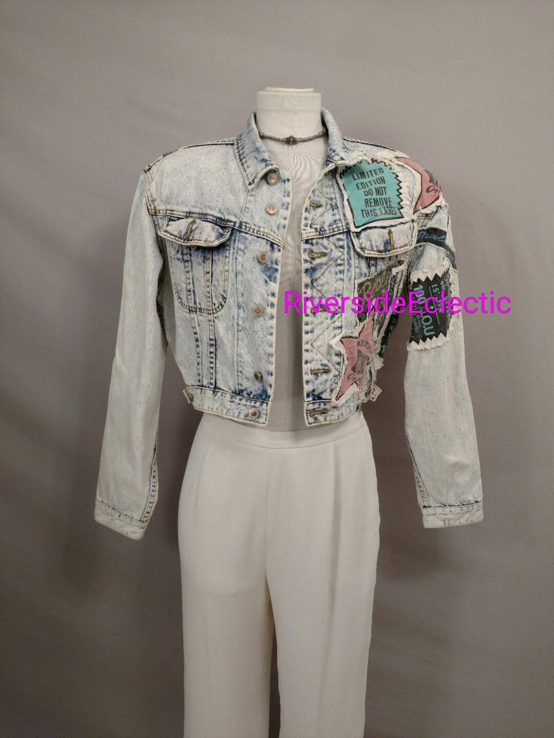 Rare 80's Crop Denim Vintage 1980's by IOU Jacket Gorgeous Acid Washed ...