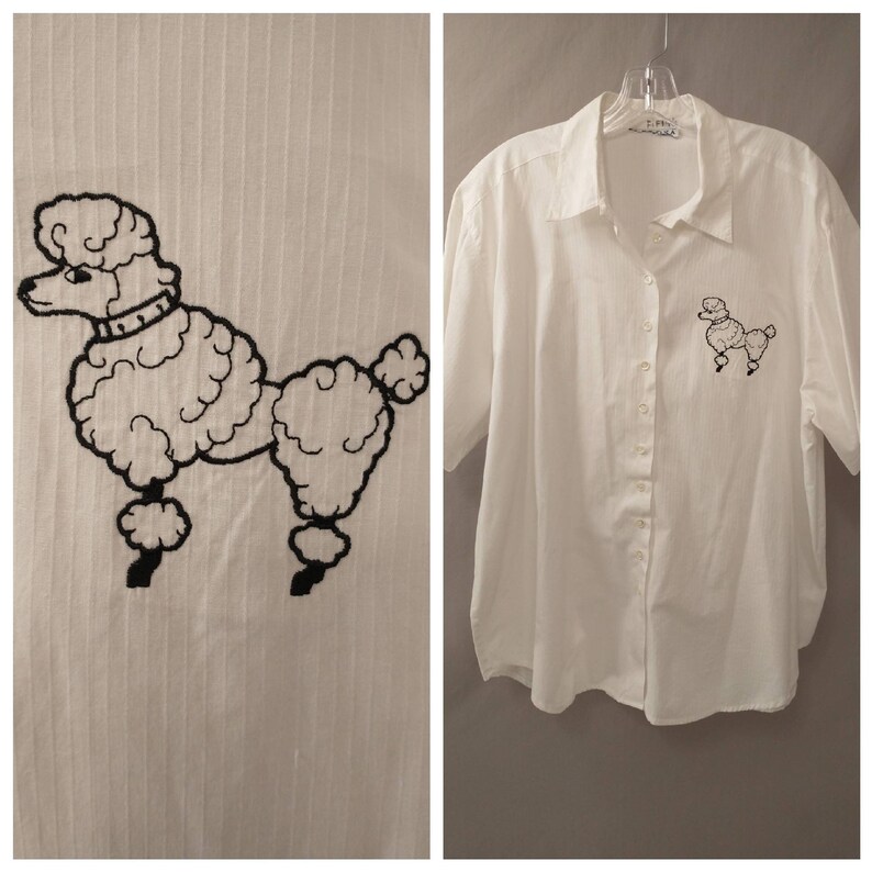 Vintage Poodle Shirt 80's Does 50's Embroidered Dog on - Etsy