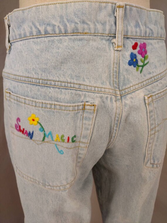 Swan Magic Vintage Embroidered Jeans 90's does 70's B… - Gem