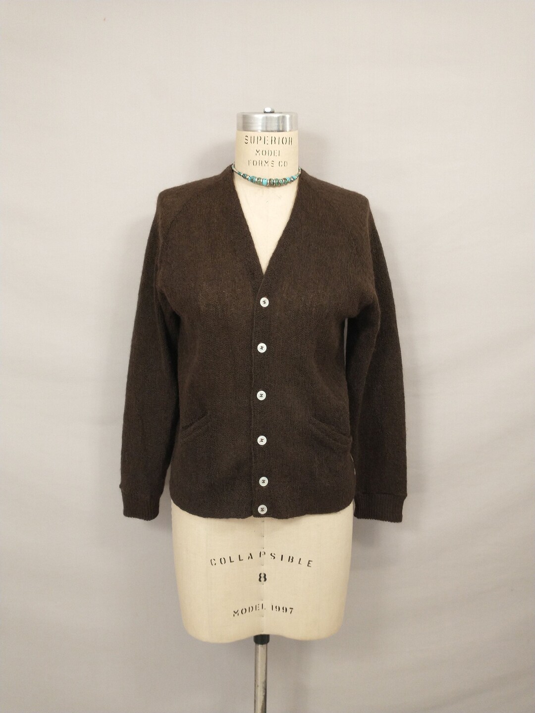 50s Brown Mohair Cardigan Sweater Unisex Mens or Womens Preppy Fifties ...