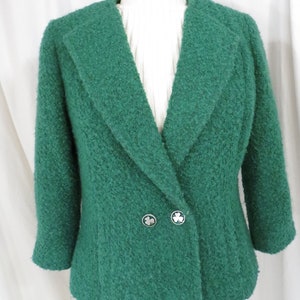 Irish Green Short Jacket Shamrock Buttons Casual Vintage Lined Great ...