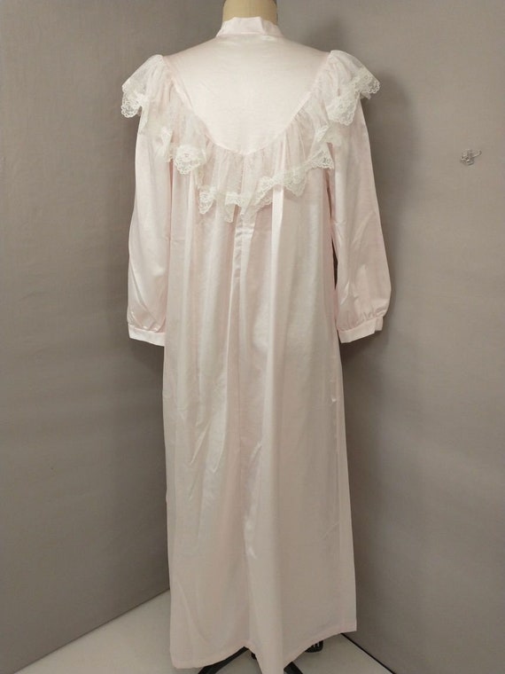 Feminine Pink Nightgown Wide Lace Long Sleeve Floor L… Gem