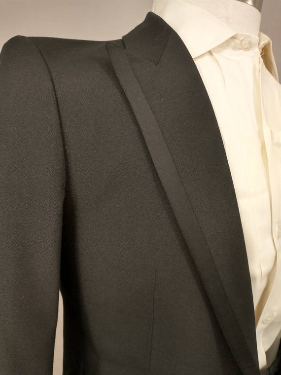 Black Tux Jacket 80's Vintage Tuxedo Dress Coat Costu… - Gem
