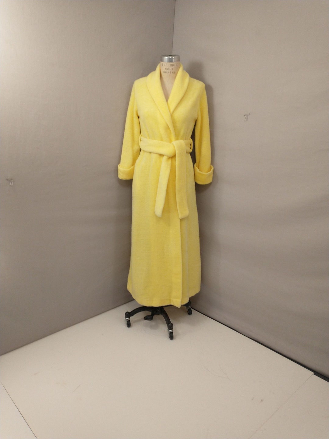 70s Fuzzy Yellow Vintage Robe by Loungees Long Belted - Etsy