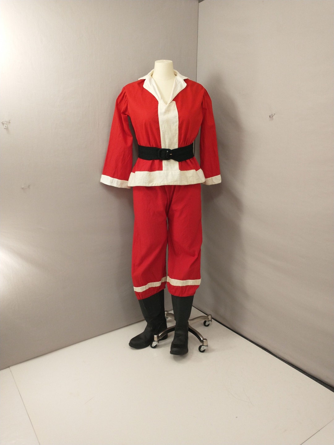 Santa Claus Vintage Costume Pieces Handmade Red Flannel Jacket and ...