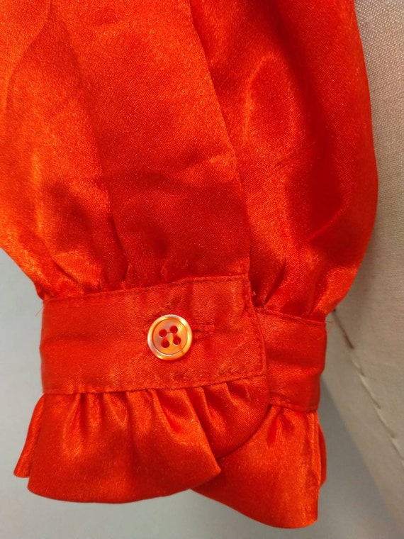 Feminine Bright Red Blouse High Neck Ruffle Collar Ro… - Gem